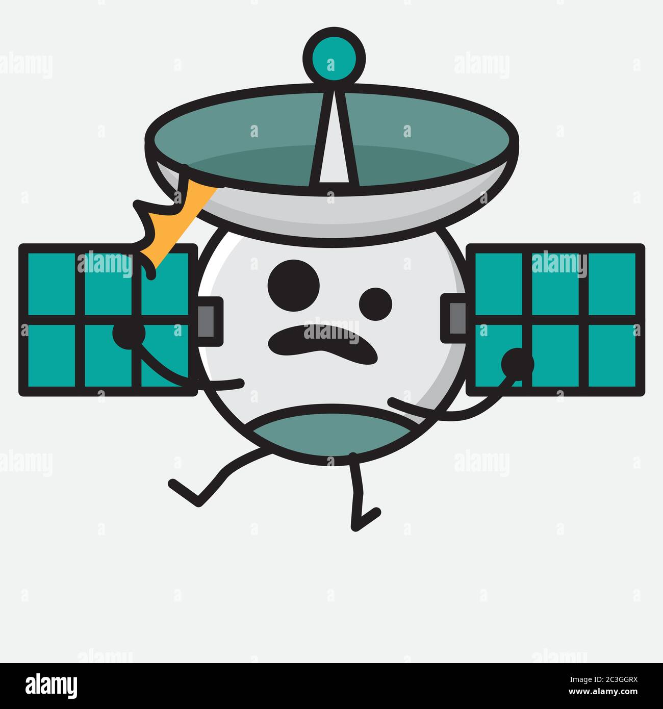 An illustration of Cute Satellite Antenna Mascot Vector Character in ...