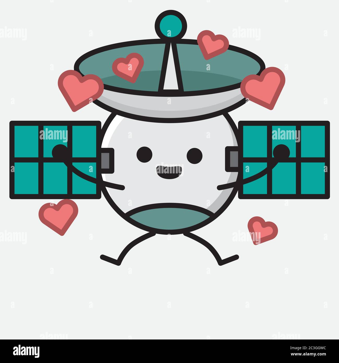 An illustration of Cute Satellite Antenna Mascot Vector Character in ...