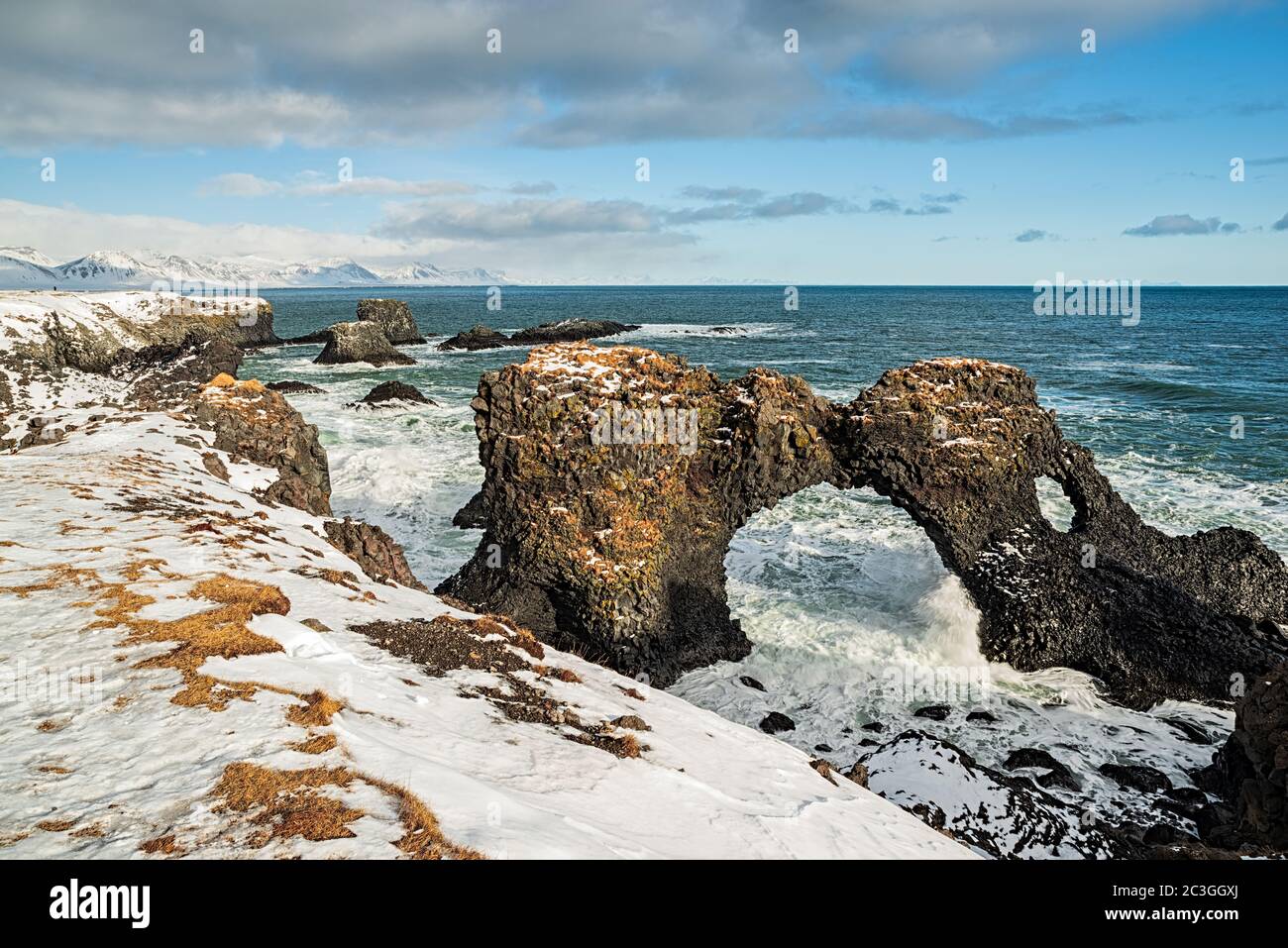 Gatklettur arch in Arnarstapi, Iceland Stock Photo - Alamy