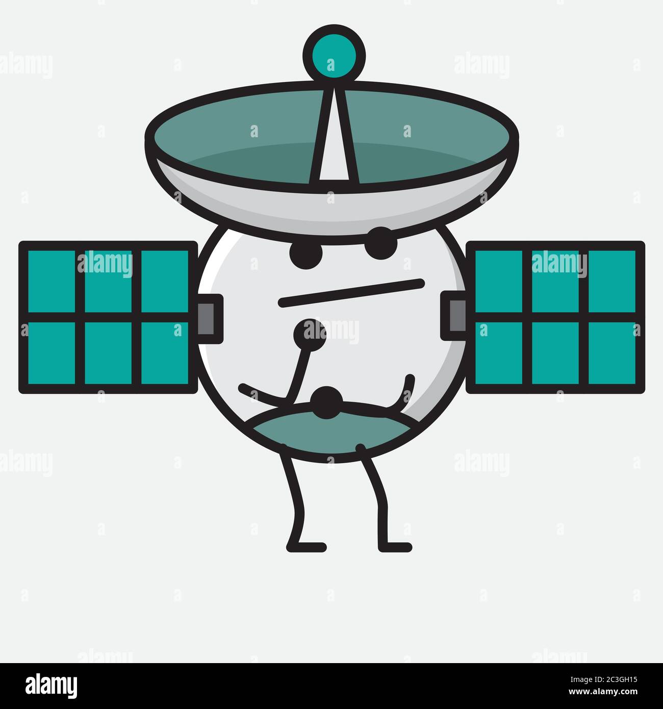 An illustration of Cute Satellite Antenna Mascot Vector Character in ...