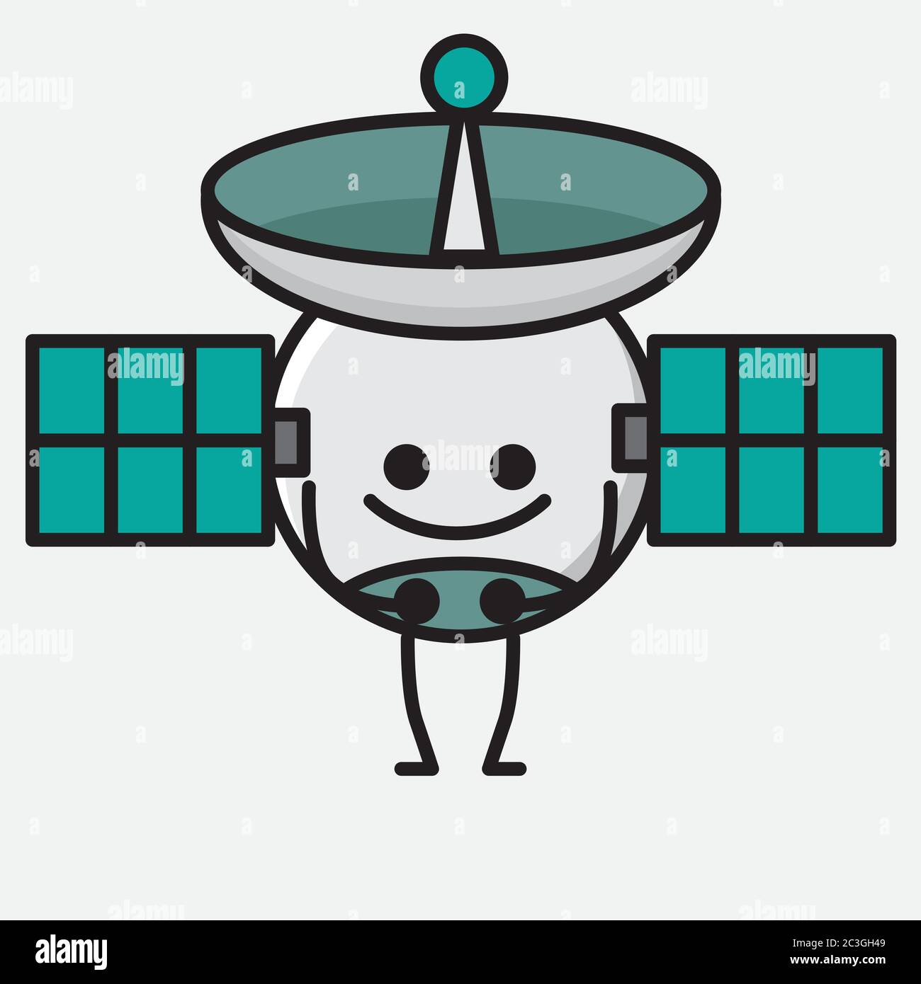 An illustration of Cute Satellite Antenna Mascot Vector Character in ...