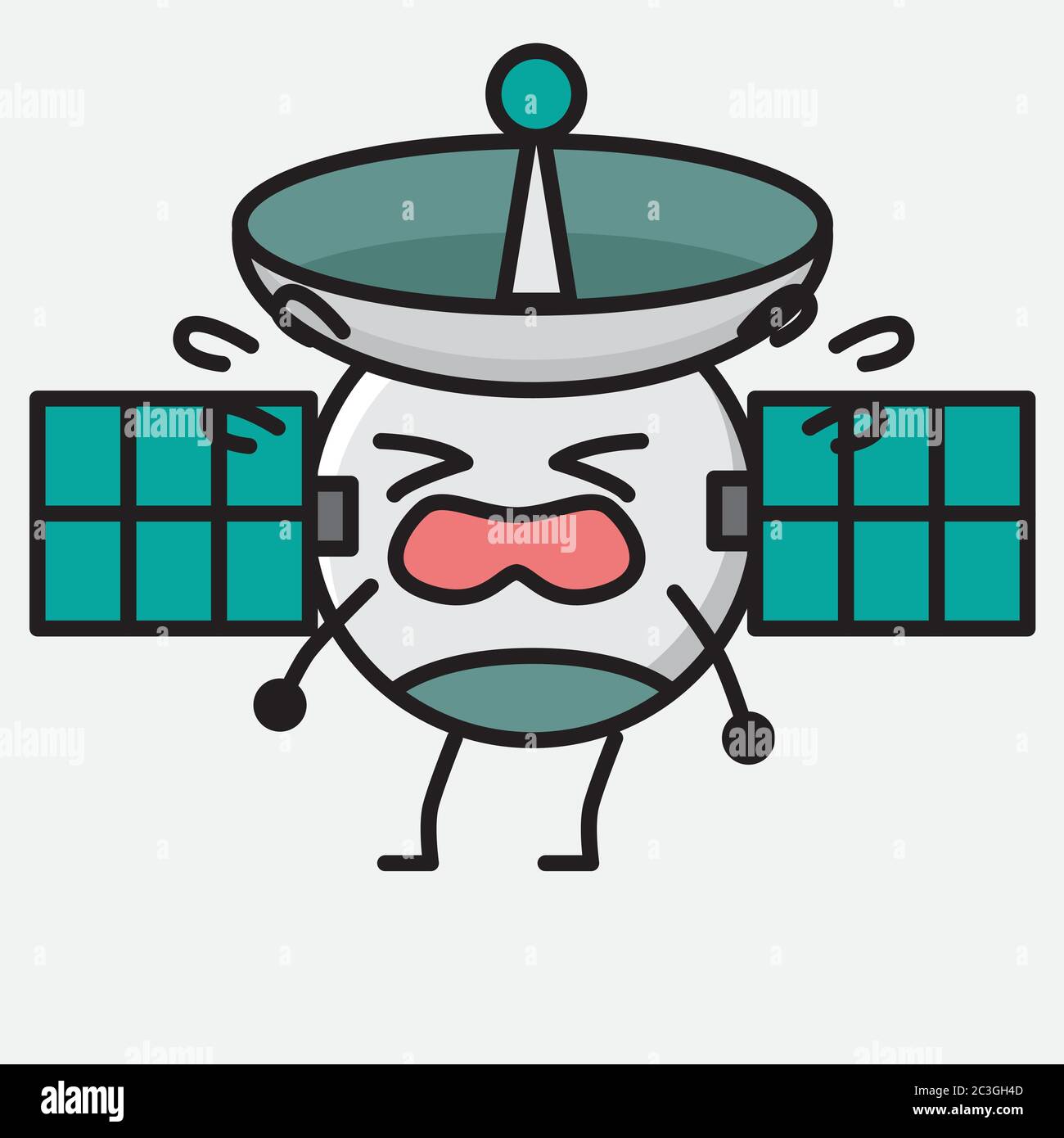 An illustration of Cute Satellite Antenna Mascot Vector Character in ...