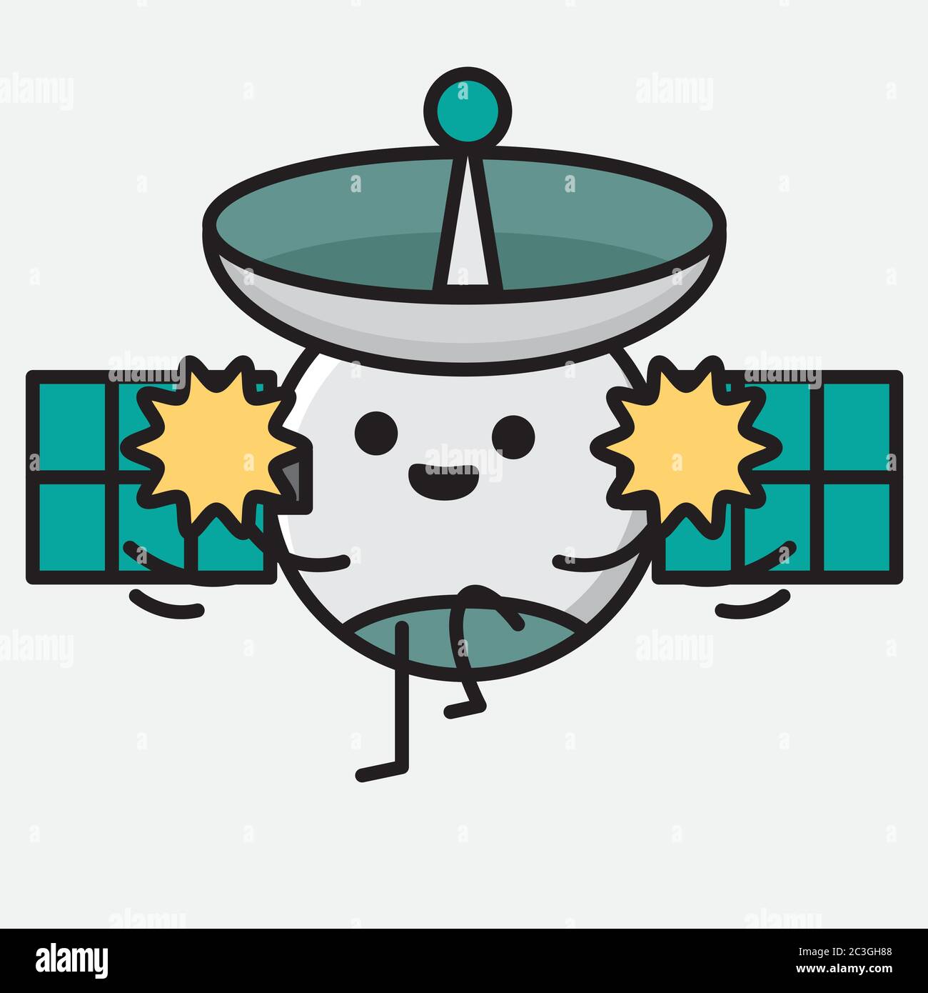 An illustration of Cute Satellite Antenna Mascot Vector Character in ...