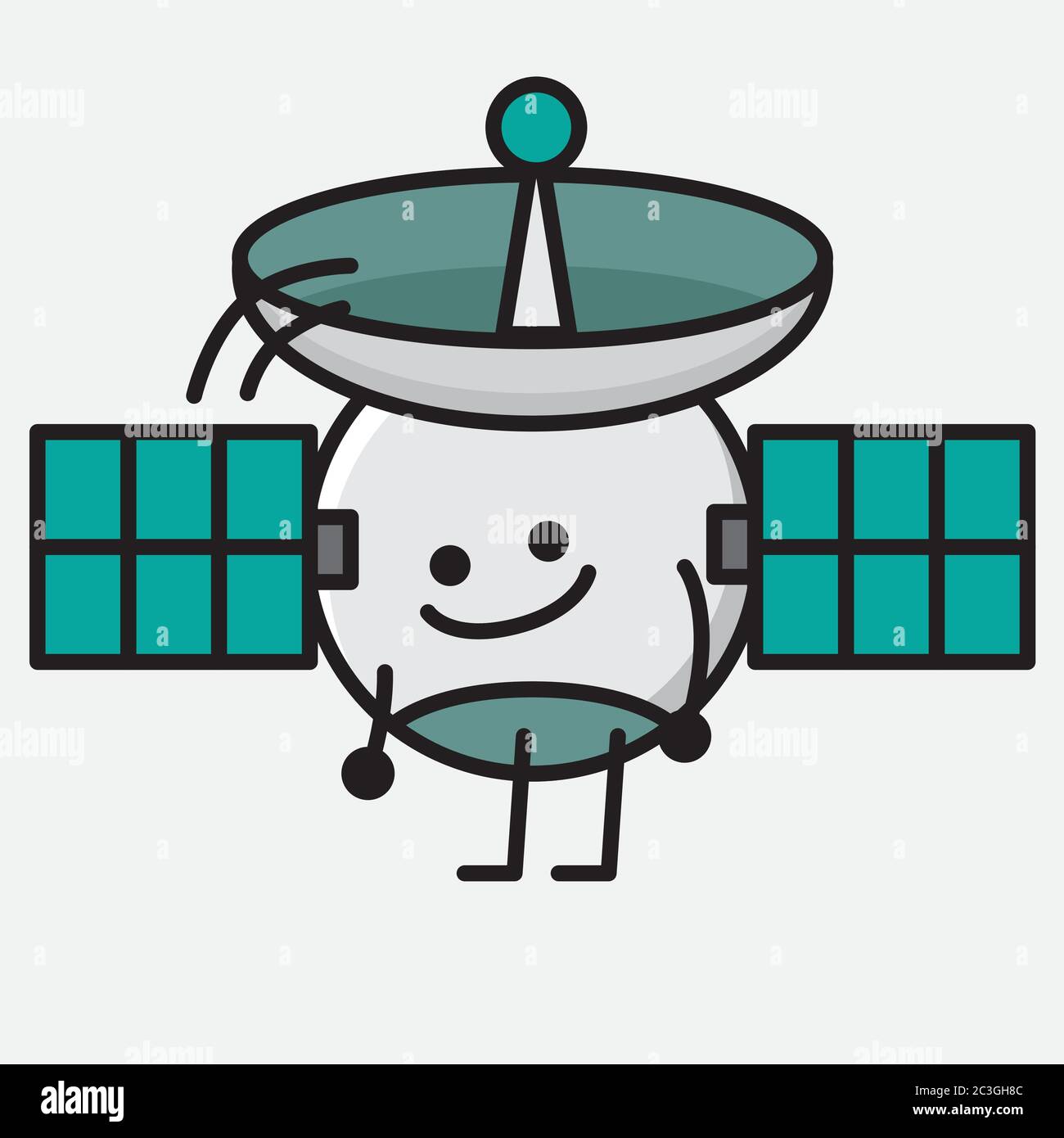 An illustration of Cute Satellite Antenna Mascot Vector Character in ...
