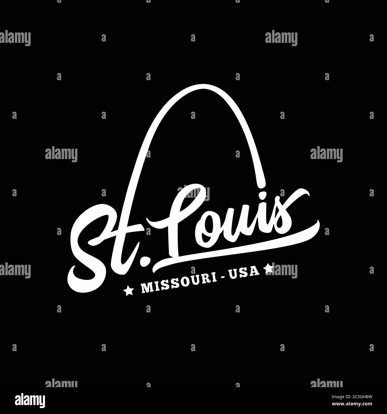 St. Louis. Black and white lettering design. Decorative inscription ...