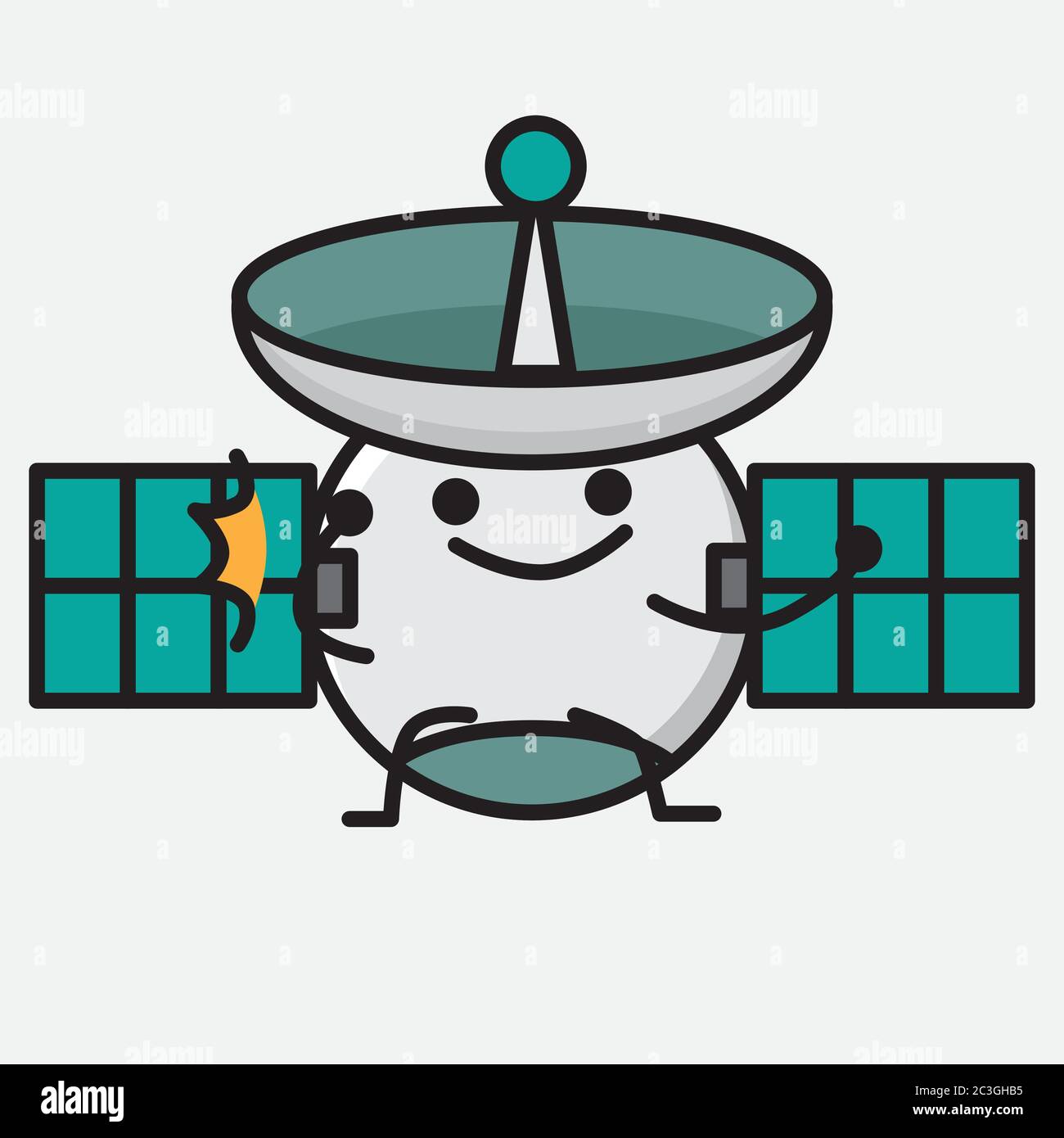 An illustration of Cute Satellite Antenna Mascot Vector Character in ...