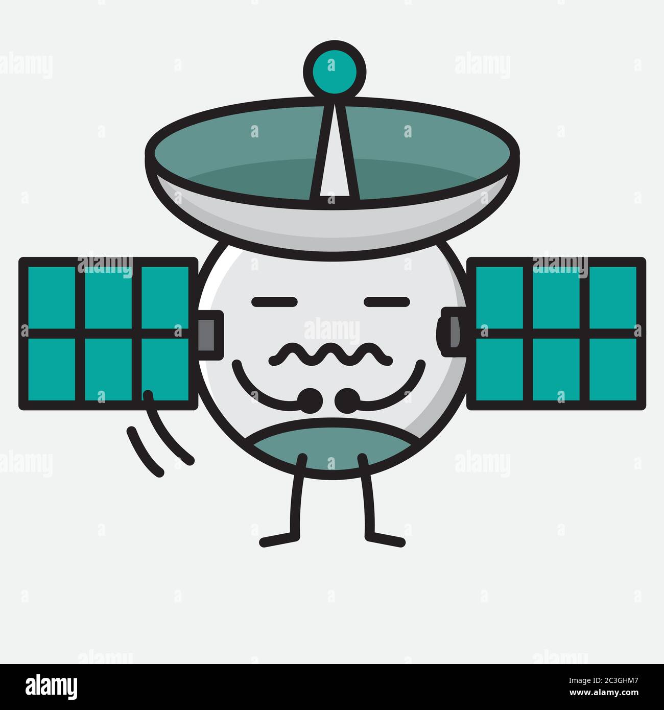 An illustration of Cute Satellite Antenna Mascot Vector Character in ...