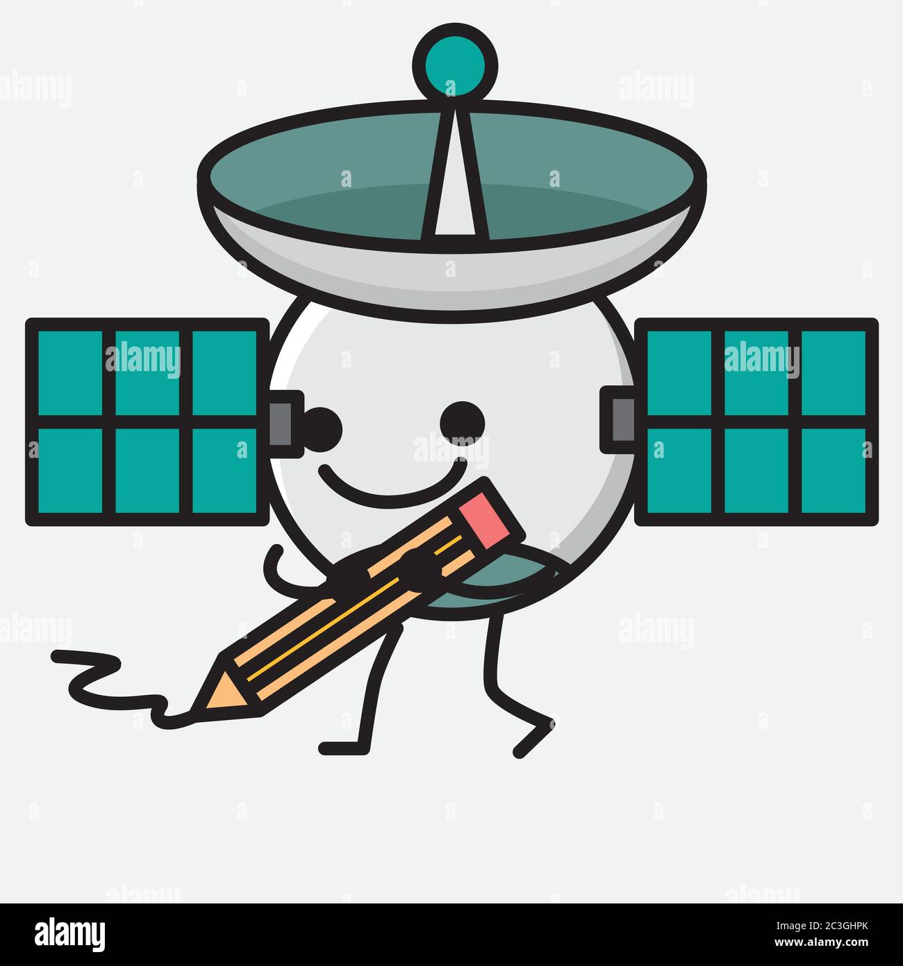 An illustration of Cute Satellite Antenna Mascot Vector Character in ...