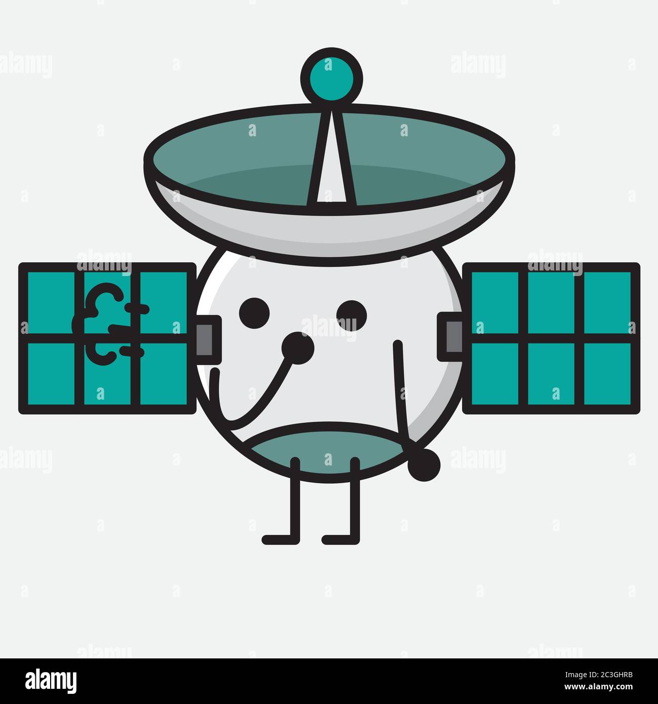 An illustration of Cute Satellite Antenna Mascot Vector Character in ...