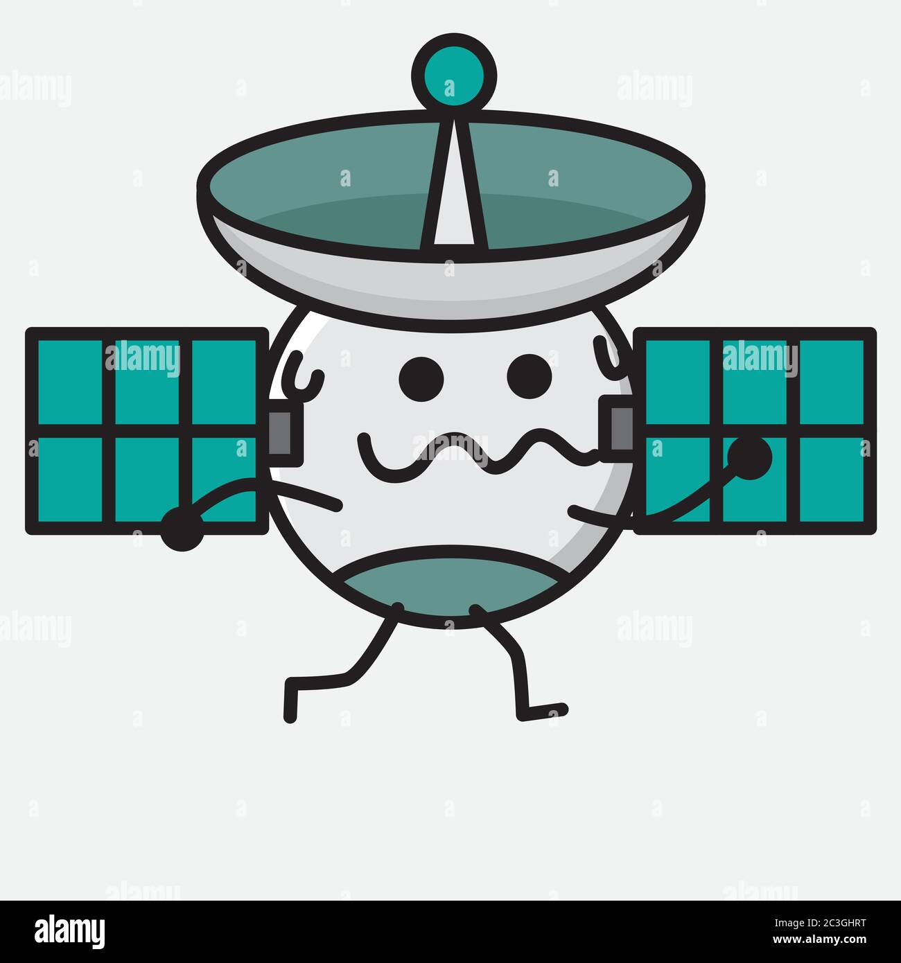An illustration of Cute Satellite Antenna Mascot Vector Character in ...