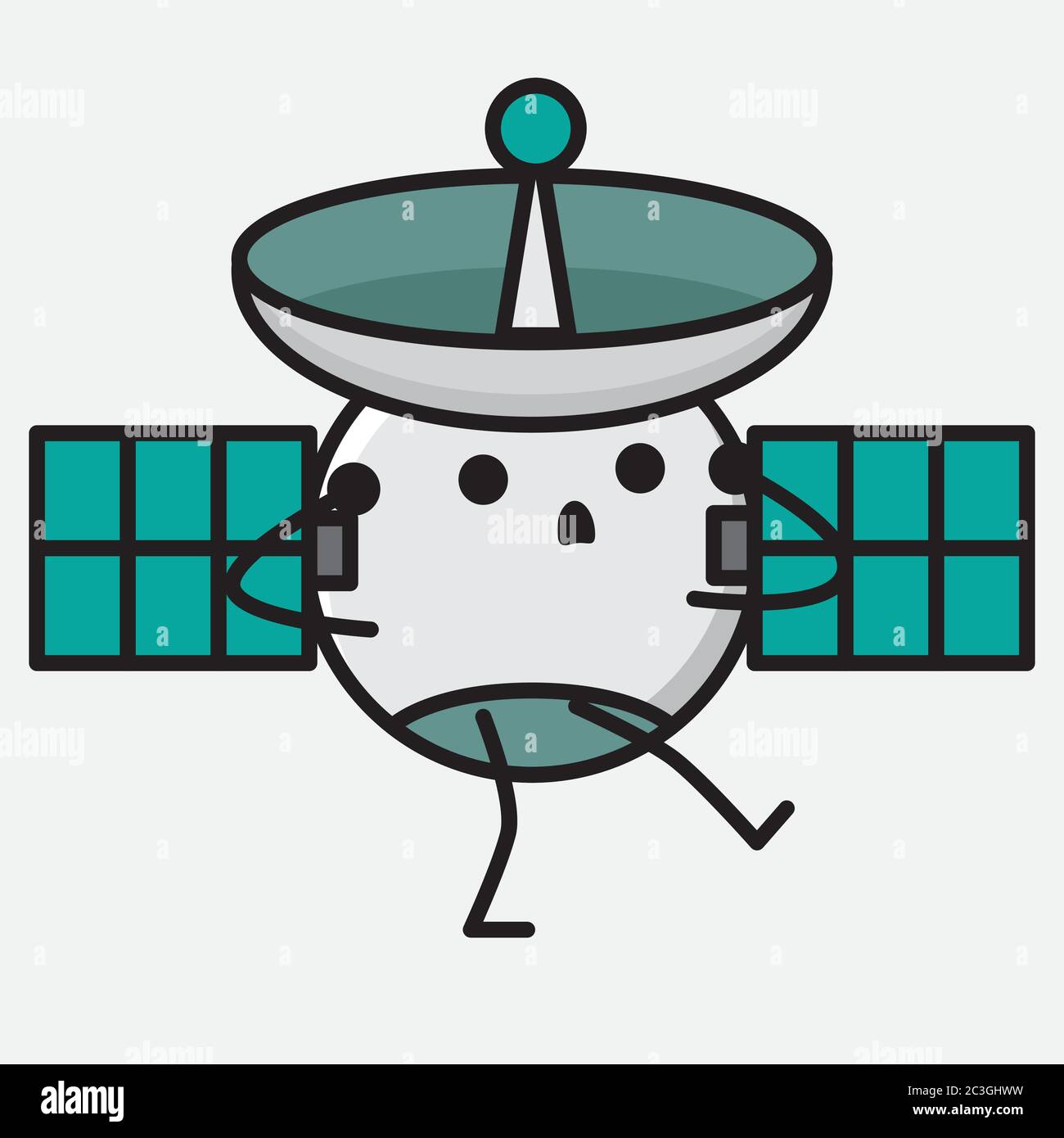 An illustration of Cute Satellite Antenna Mascot Vector Character in ...