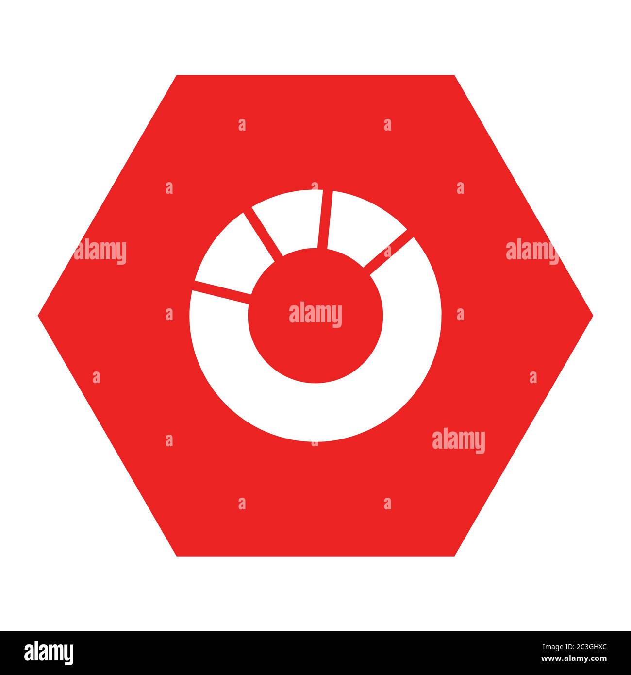Pie chart and hexagon Stock Photo - Alamy