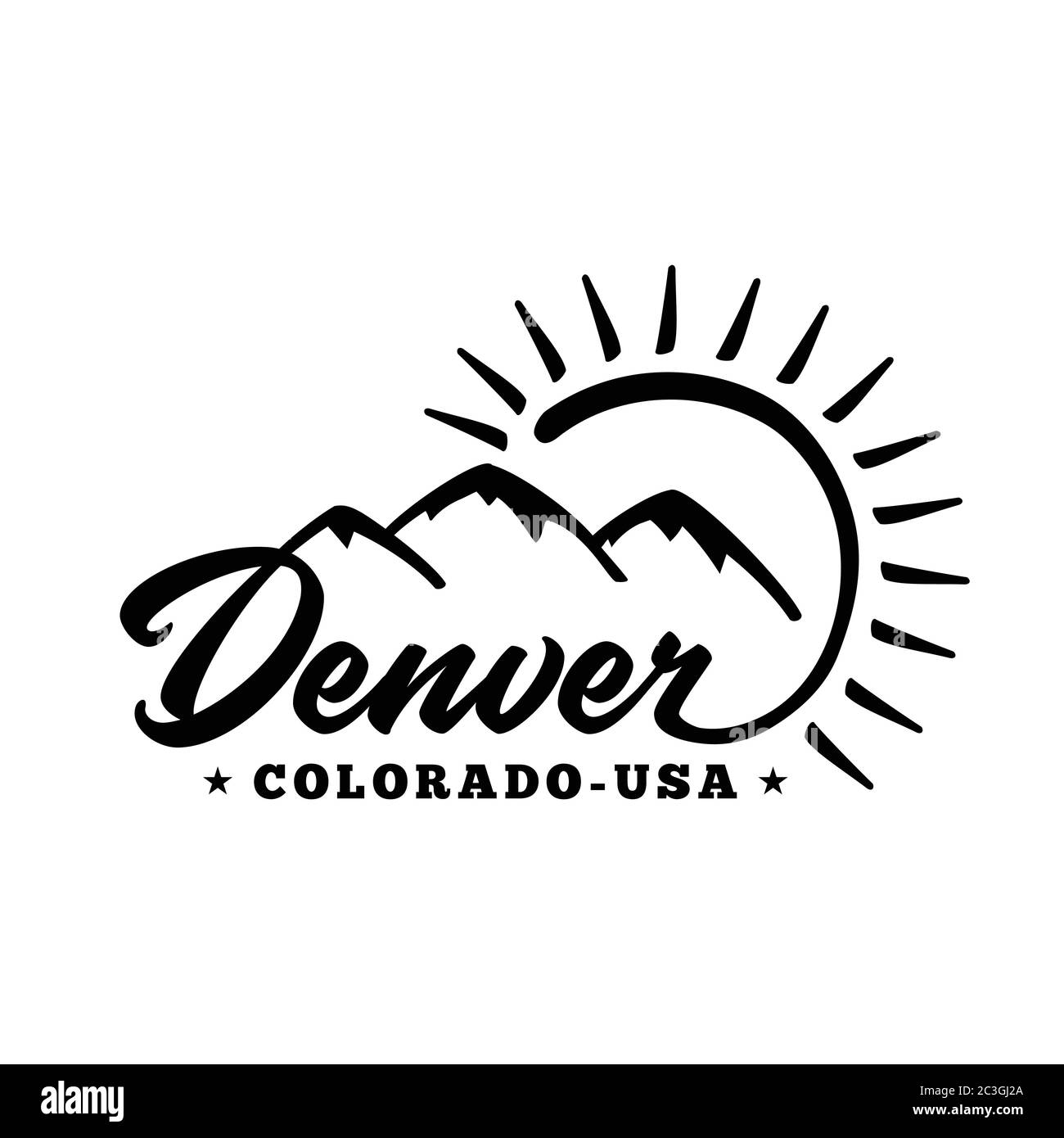 Denver. Black and white lettering design. Decorative inscription ...