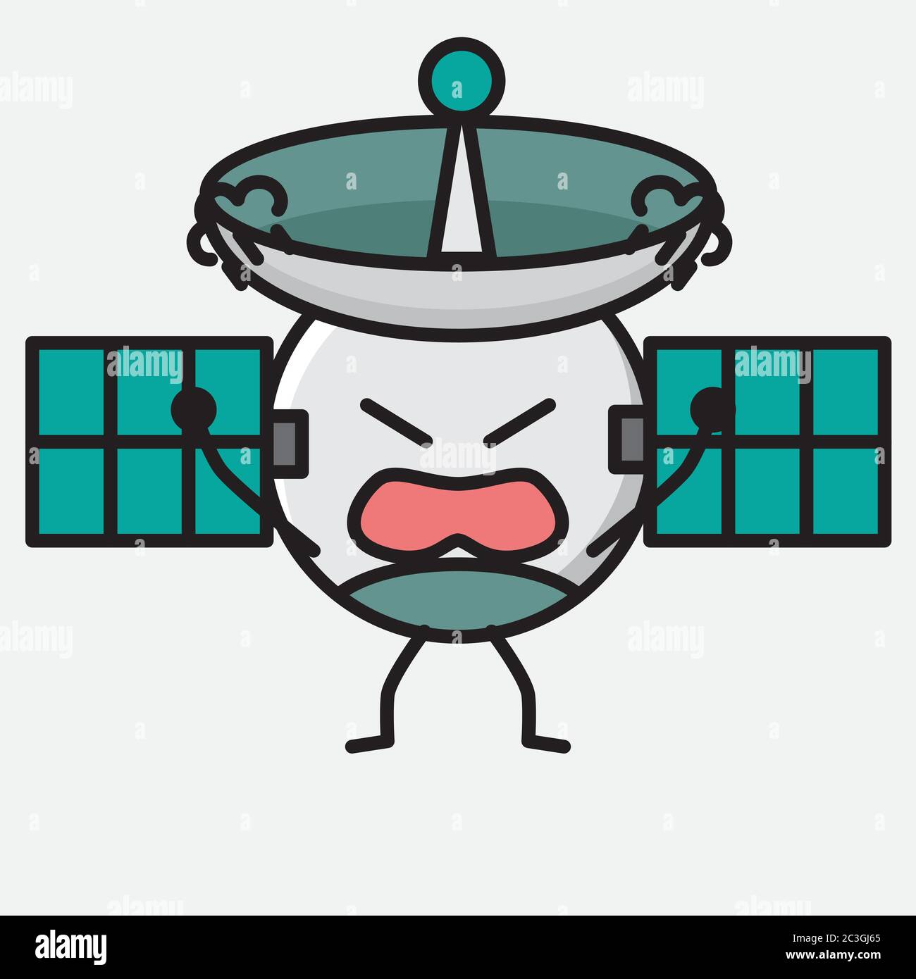 An illustration of Cute Satellite Antenna Mascot Vector Character in ...
