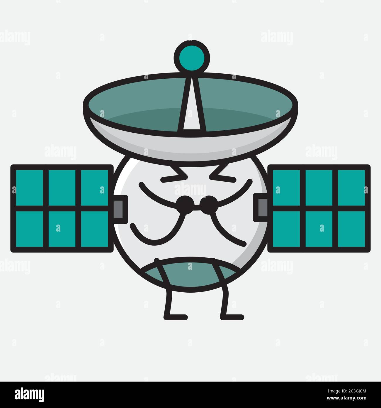 An illustration of Cute Satellite Antenna Mascot Vector Character in ...