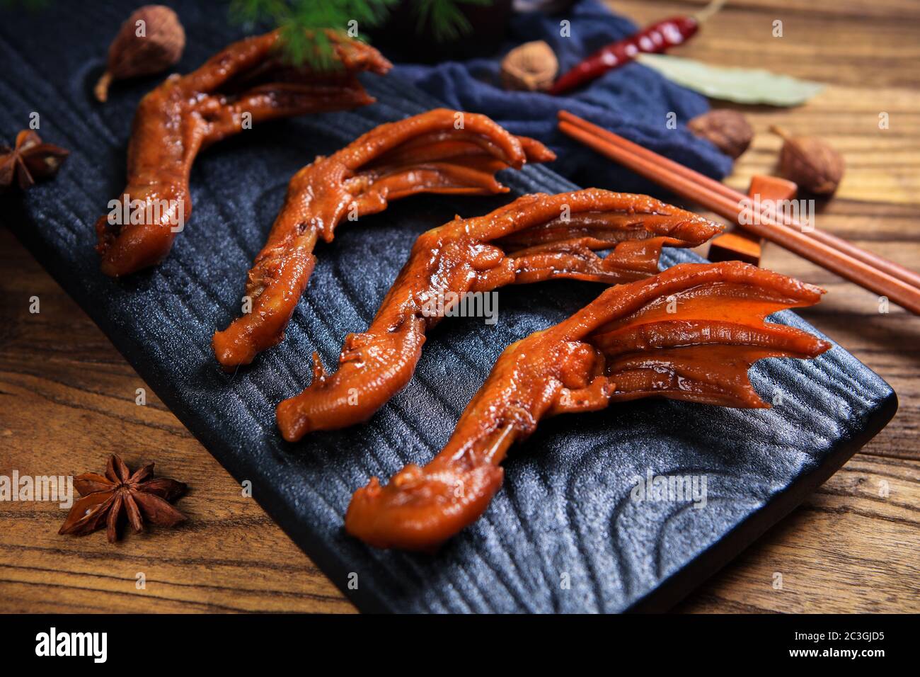 Delicious cold dishes spiced duck palm Stock Photo - Alamy