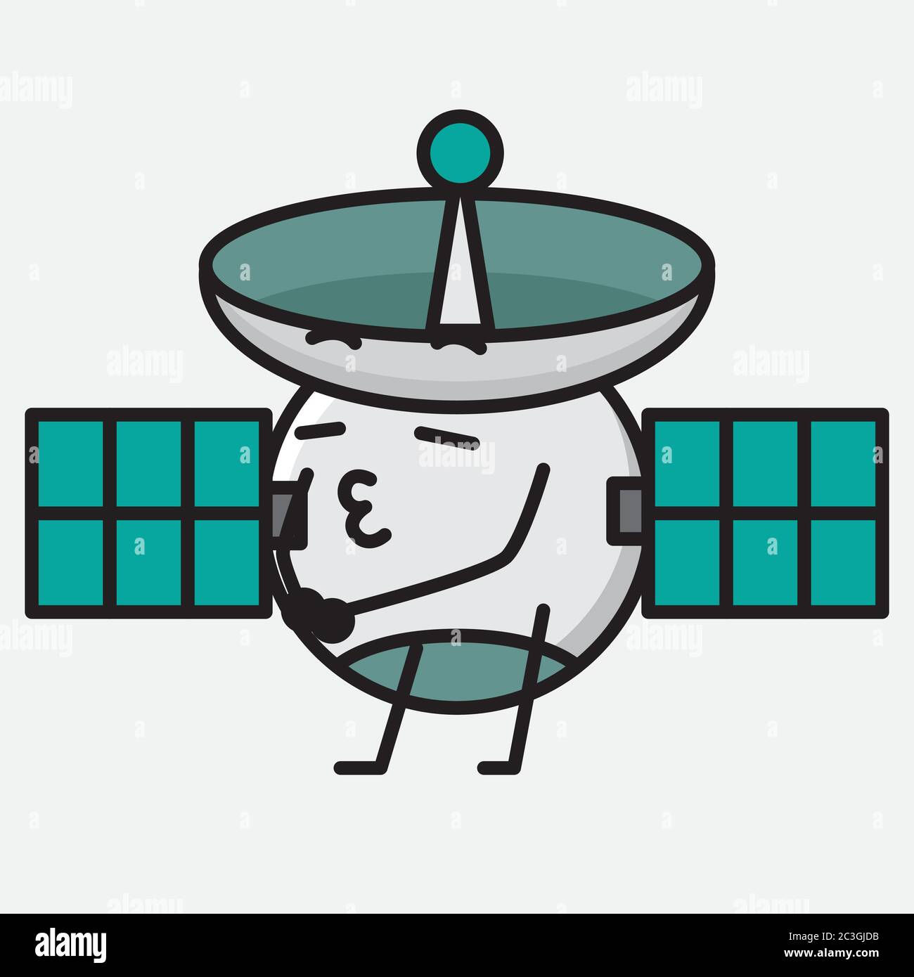 An illustration of Cute Satellite Antenna Mascot Vector Character in ...