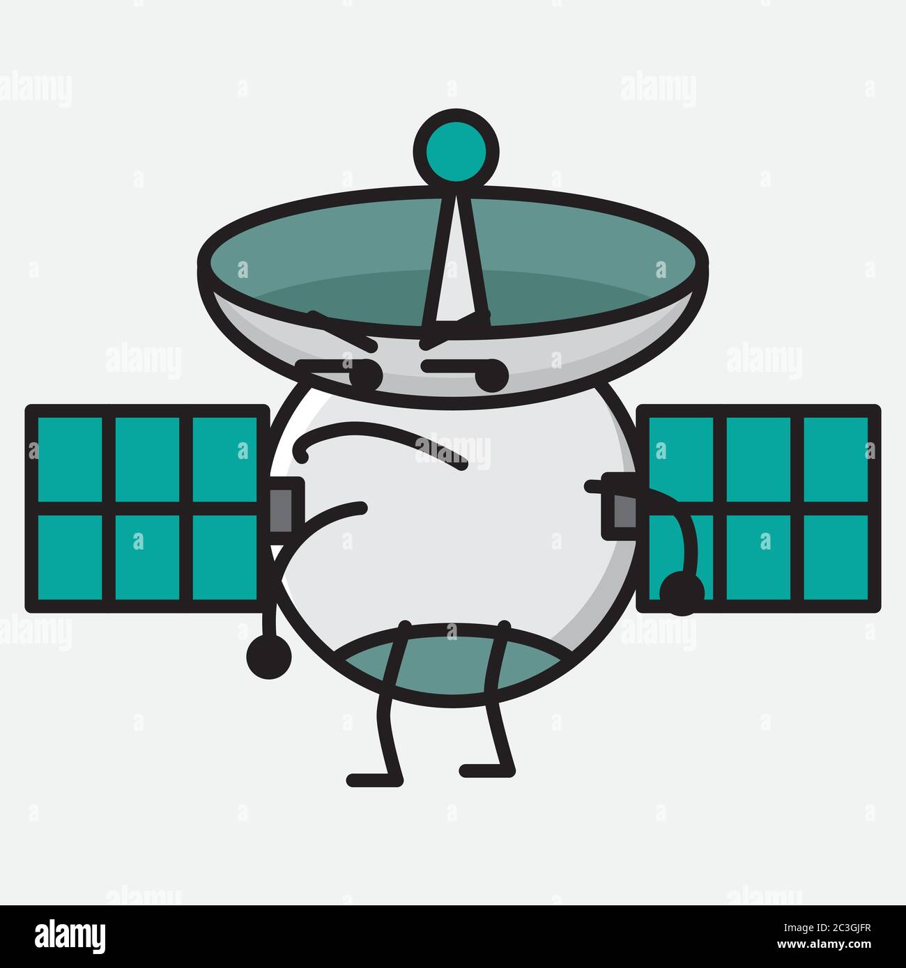 An illustration of Cute Satellite Antenna Mascot Vector Character in ...