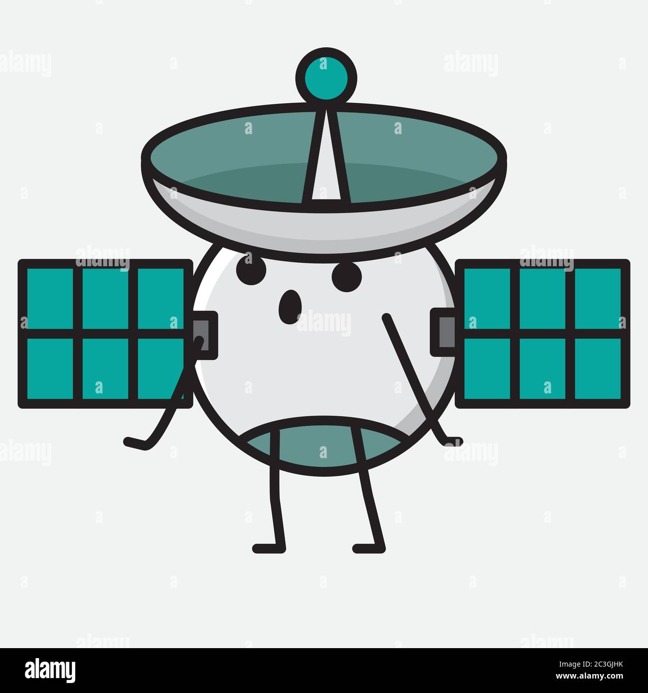 An illustration of Cute Satellite Antenna Mascot Vector Character in ...