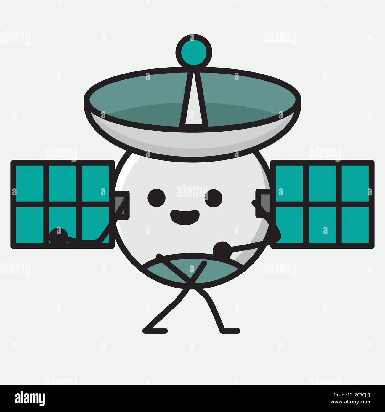 An illustration of Cute Satellite Antenna Mascot Vector Character in ...