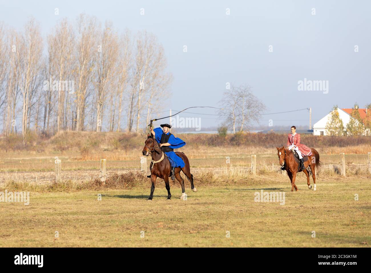 Hungarian csikos horseman in traditional folk costume Stock Photo - Alamy