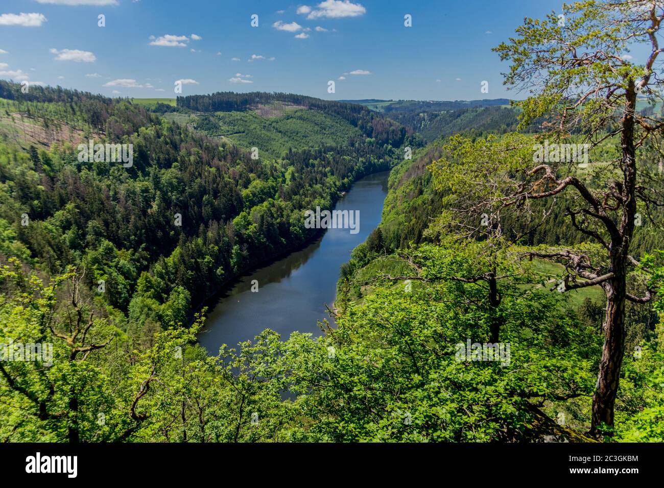 Hike around the Hohenwarte Dam at the Thuringian Sea near Ziegenrueck ...