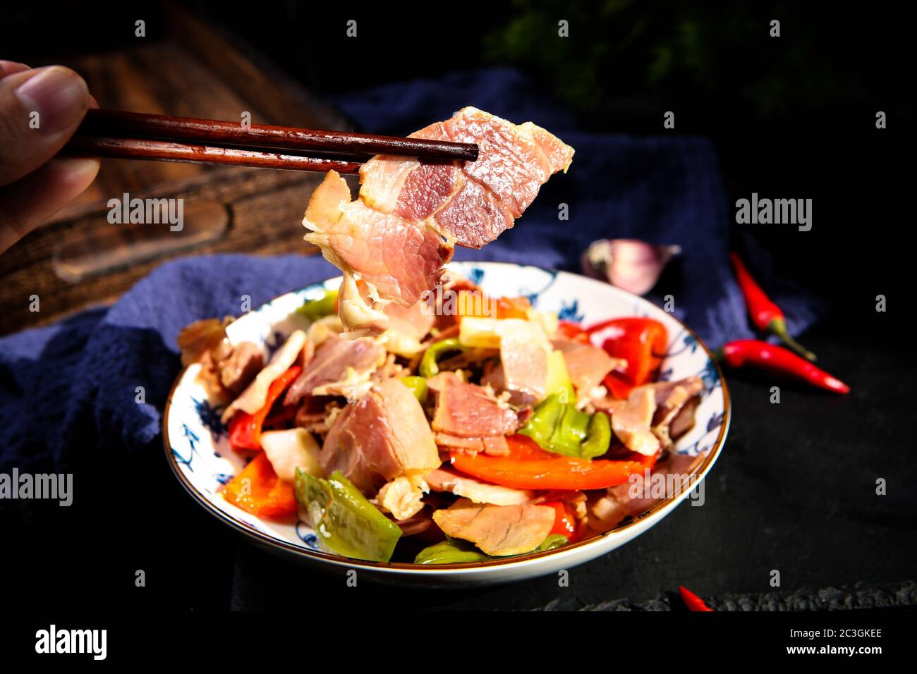 Green pepper old ham Stock Photo - Alamy
