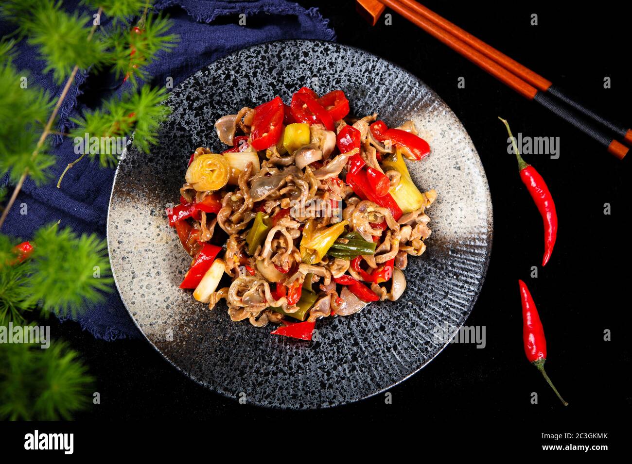 Under the food pickled chilli chicken gizzard Stock Photo - Alamy