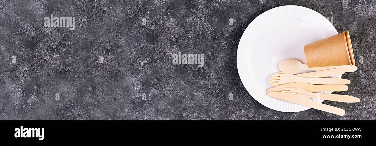 Concept recycle. Table serving with eco-friendly cutlery Stock Photo ...