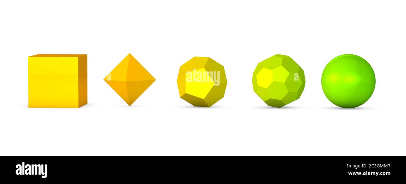 3d illustration of the set of geometric shapes in bright colors Stock ...