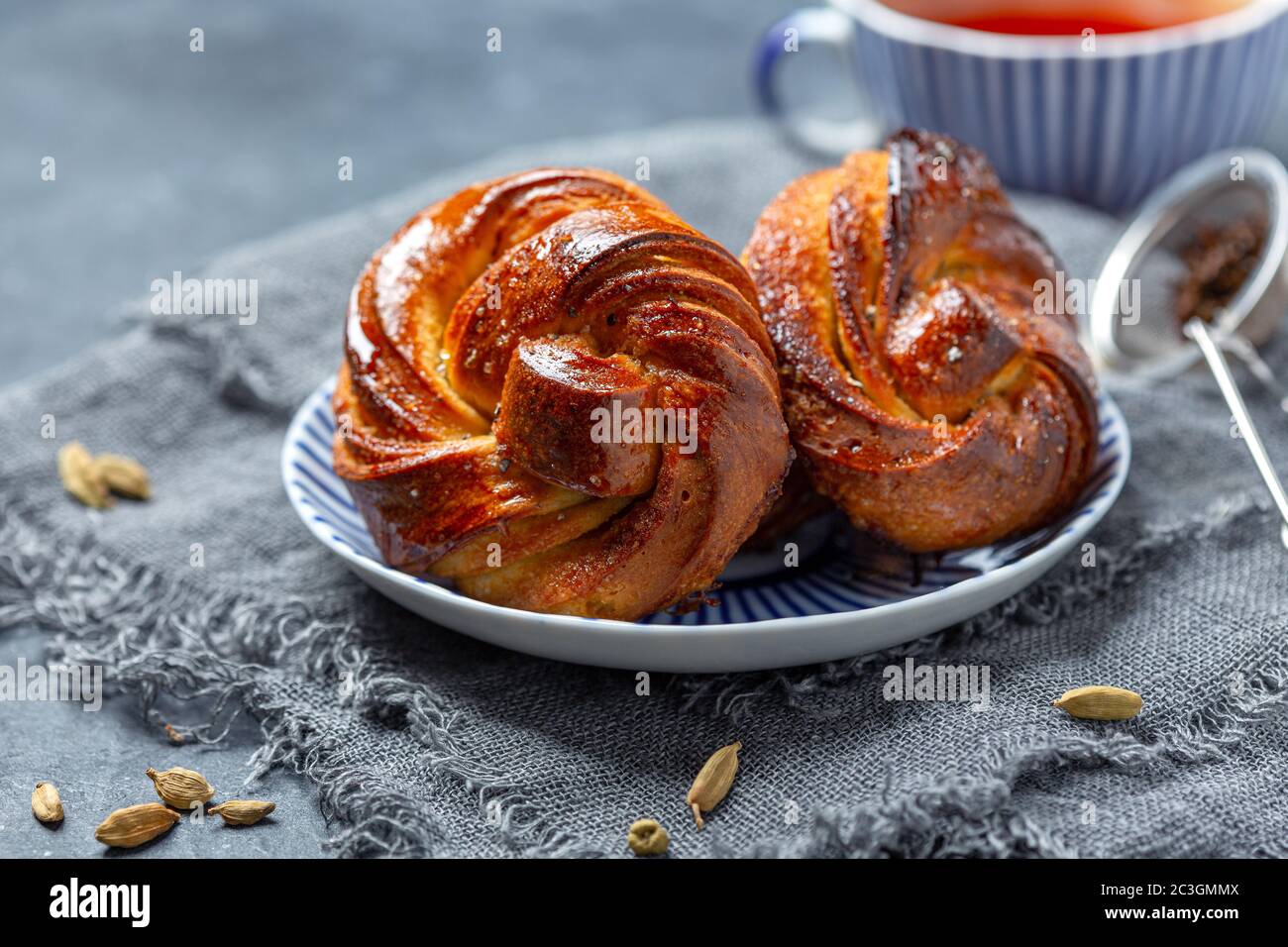 Homemade Swedish rolls with cardamom Stock Photo - Alamy