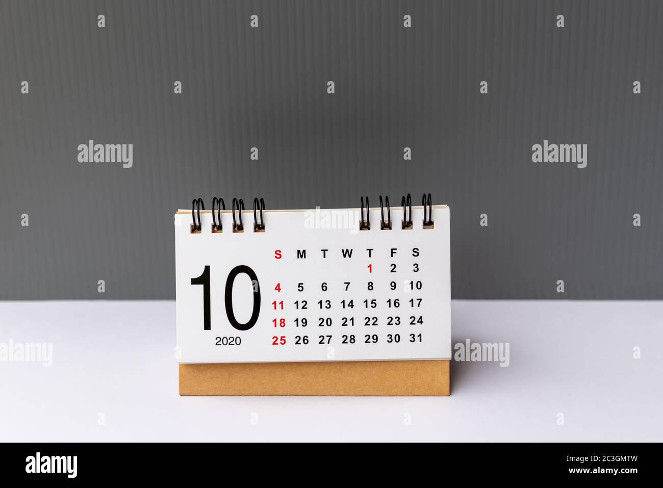 October 2020 calendar grey backgrounds Stock Photo - Alamy