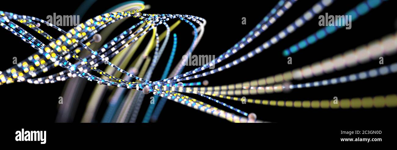 Illustration of colorful network wires isolated on a black background ...