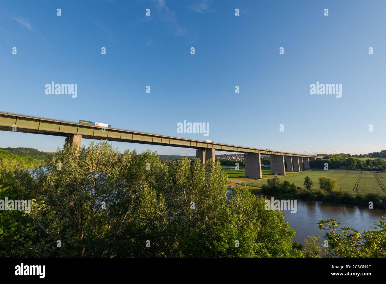 German Autobahn bridge for the highway A3 over the danube river near ...