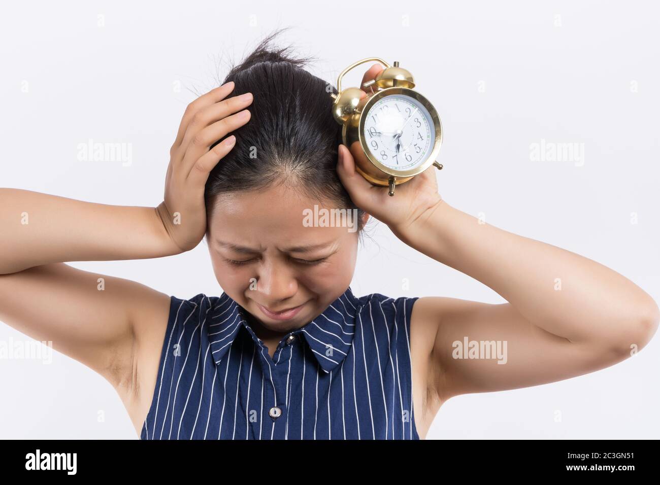 Young woman with the expression of clock time Stock Photo - Alamy