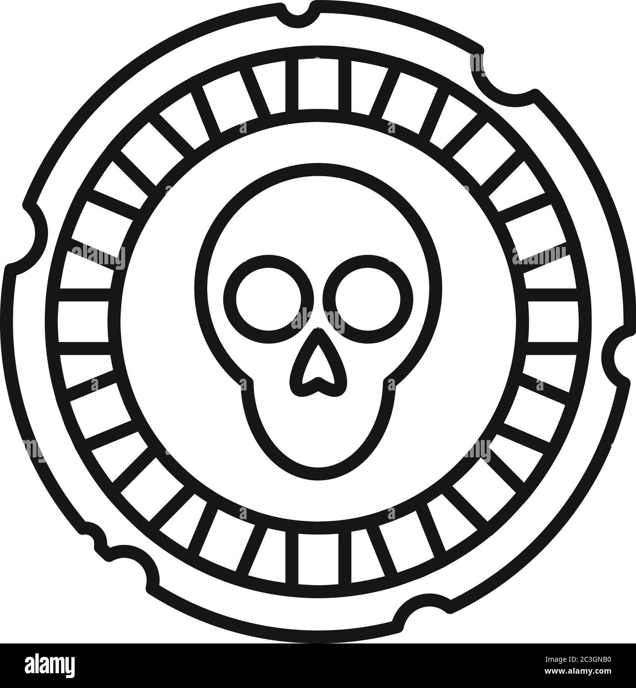 Mexican skull coin icon. Outline mexican skull coin vector icon for web ...