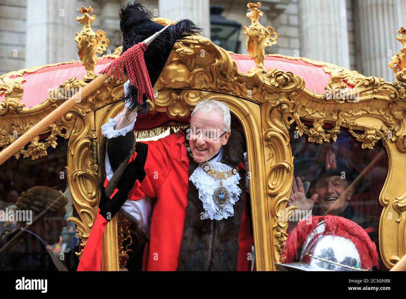 The new Lord Mayor of the City of London, Andrew Parmley, waves from ...