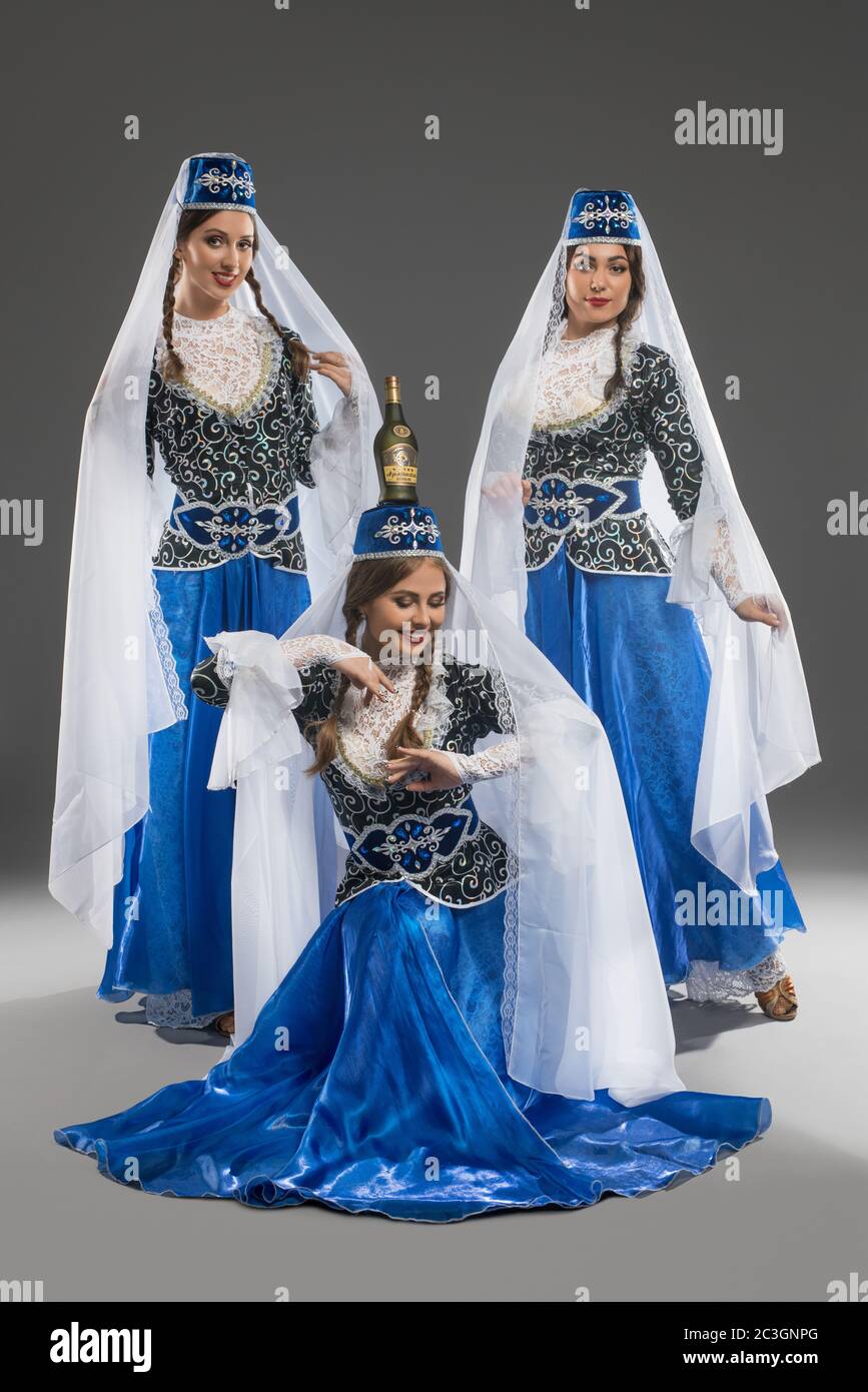 Beautiful girls in georgian dresses view Stock Photo - Alamy