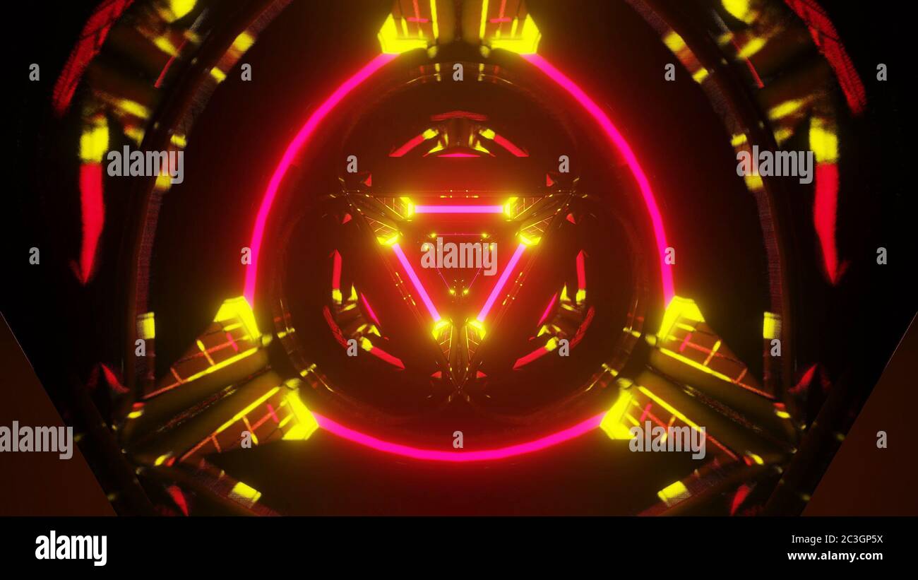 Futuristic illustration of the abstract triangle pattern with lights on ...