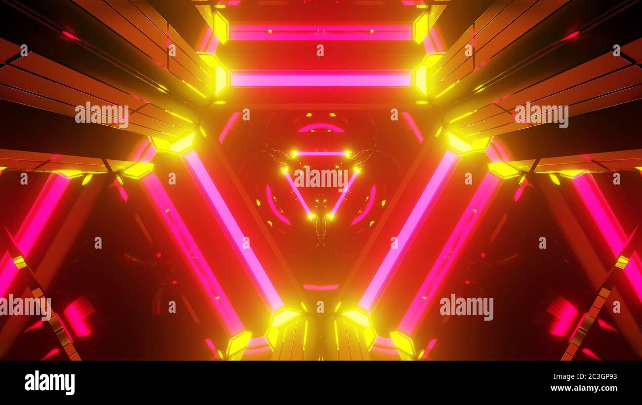 Futuristic illustration of the abstract triangle pattern with lights on ...
