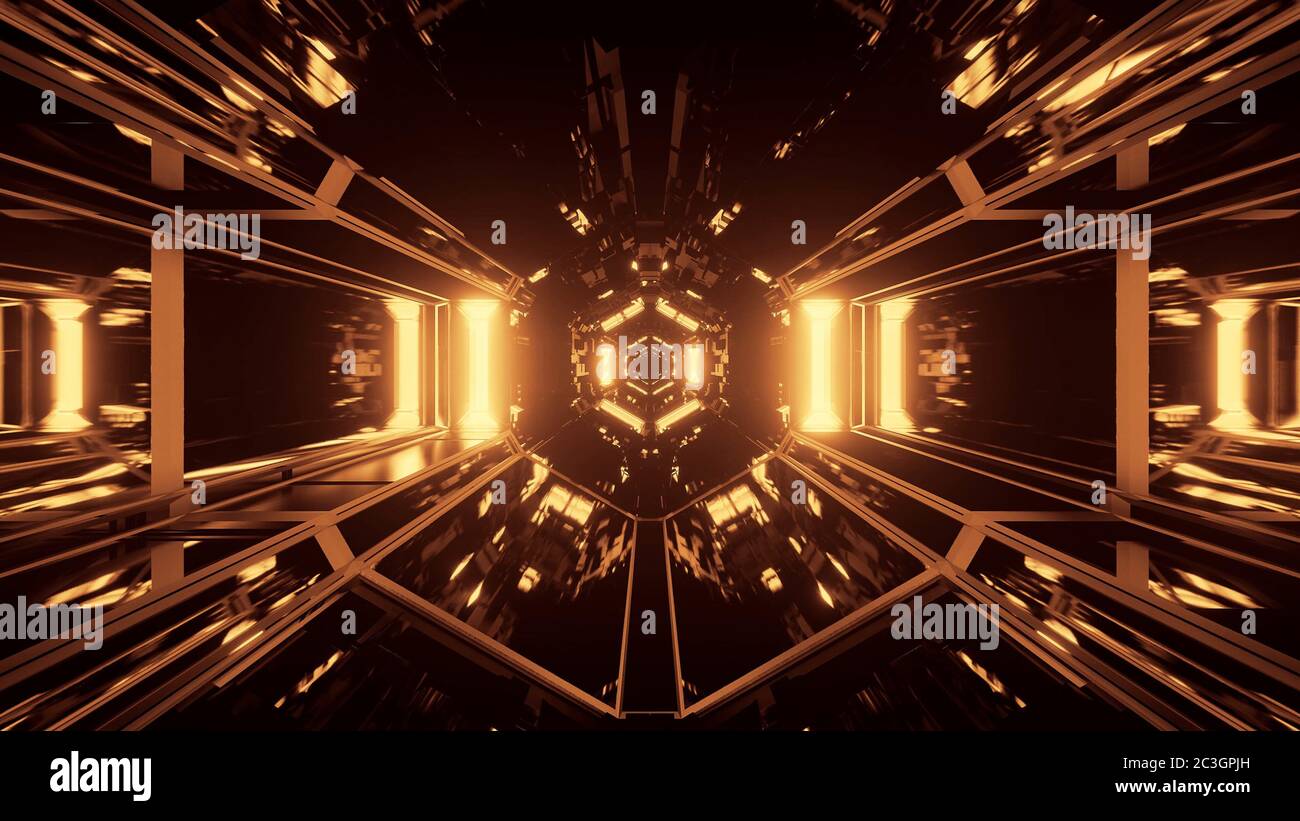 Futuristic sci-fi illustration of the abstract pattern with lights on a ...