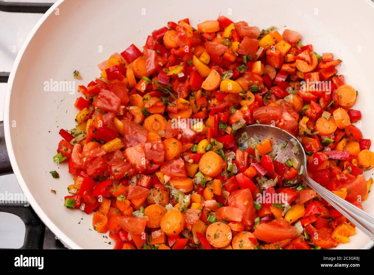 Mixed vegetables on frying pan. Healthy food Stock Photo - Alamy