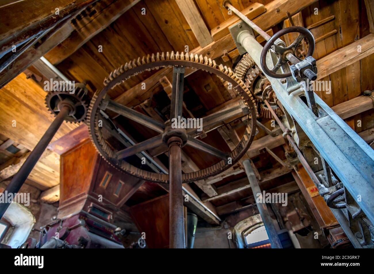 traditional vintage holland windmill machine mechanism Stock Photo - Alamy