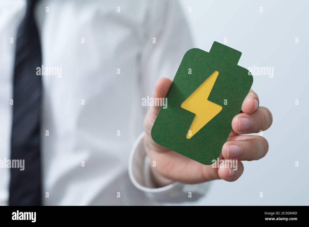 Sign of the electricity in the hands of a man Stock Photo - Alamy
