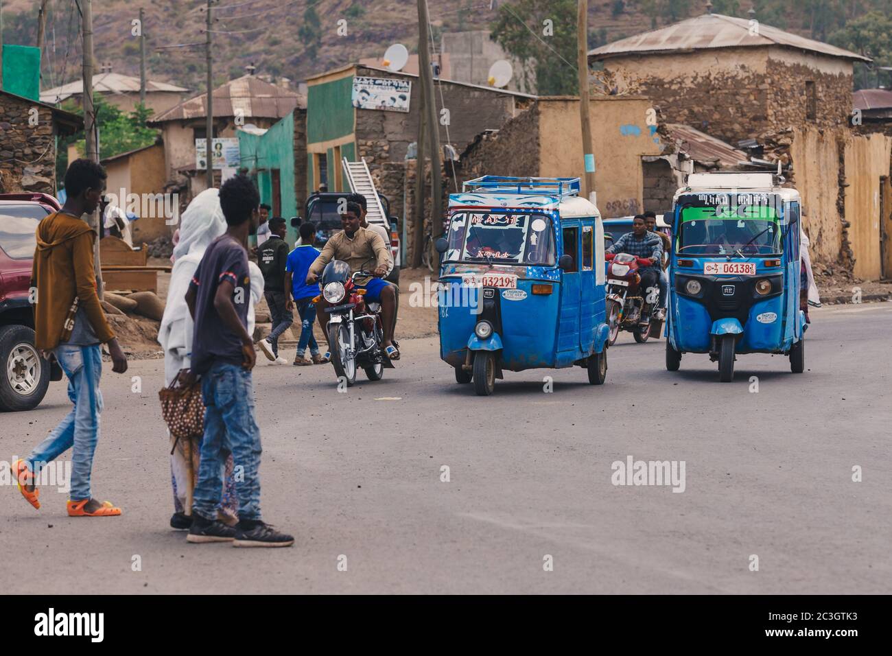 blue color auto rickshaw known as Tuk tuk, Ethiopia Stock Photo - Alamy