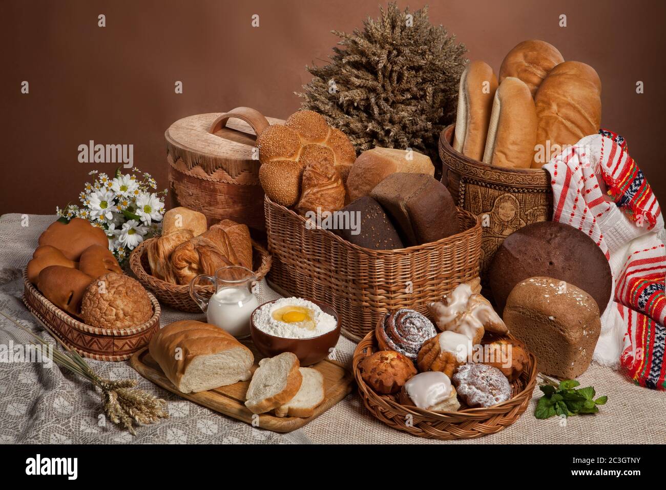 Still Life With Bread In Russian National Style Stock Photo - Alamy