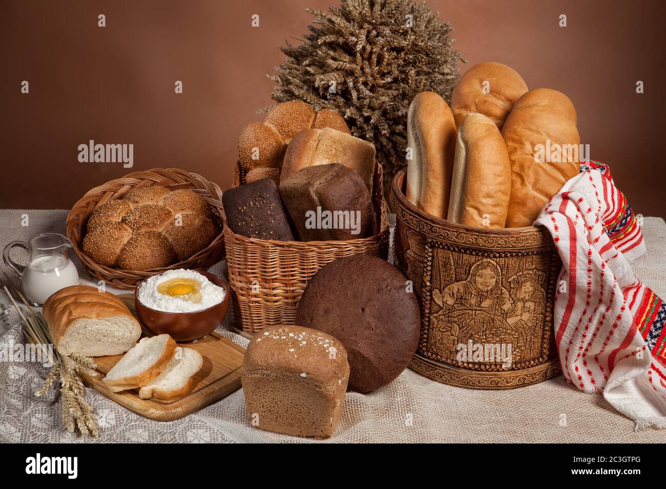 Still Life With Bread In Russian National Style Stock Photo - Alamy