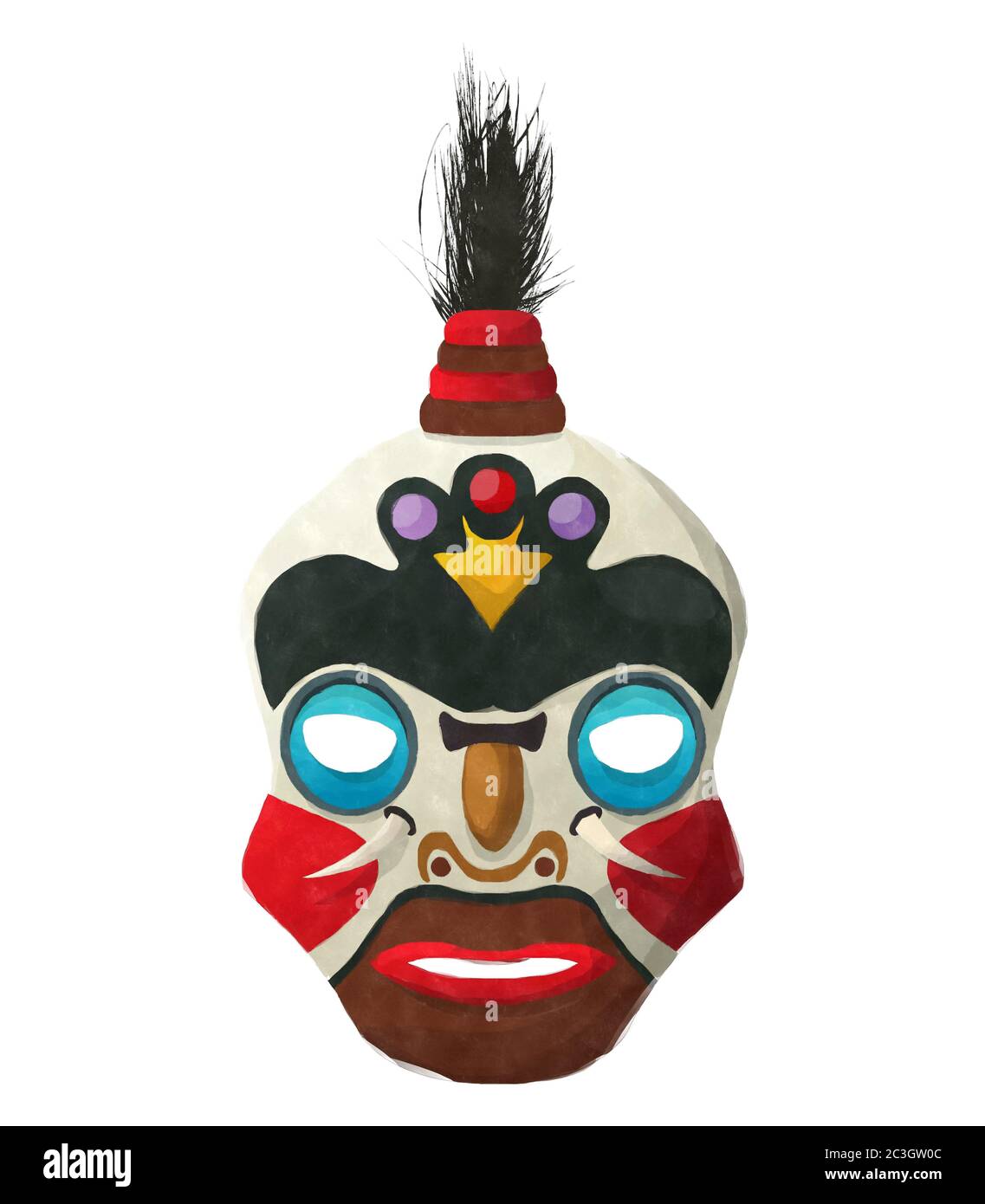 Watercolor tribal mask Stock Photo - Alamy