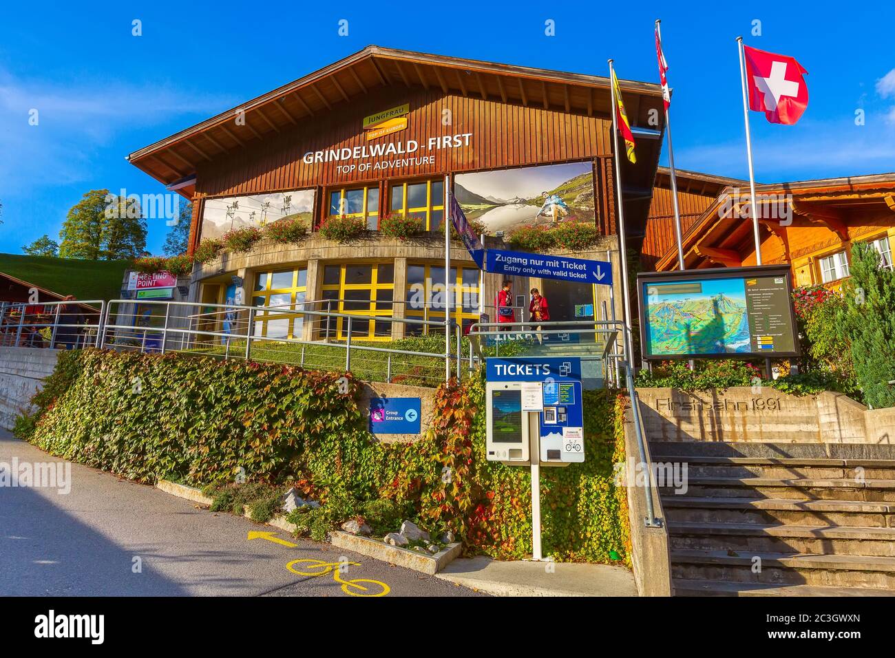 Grindelwald First lift station, Switzerland Stock Photo - Alamy