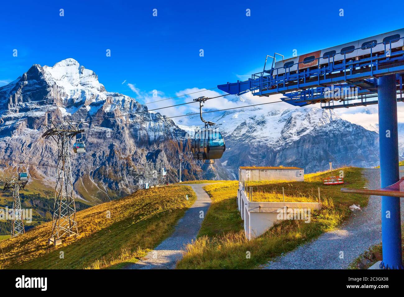 Grindelwald first cable car cabins, Switzerland Stock Photo - Alamy
